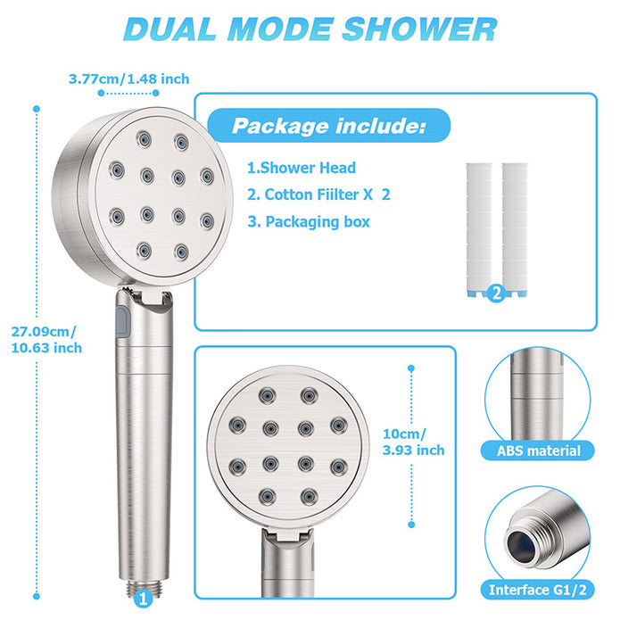 Bostingner Shower Head with Filter 2 Jet Types